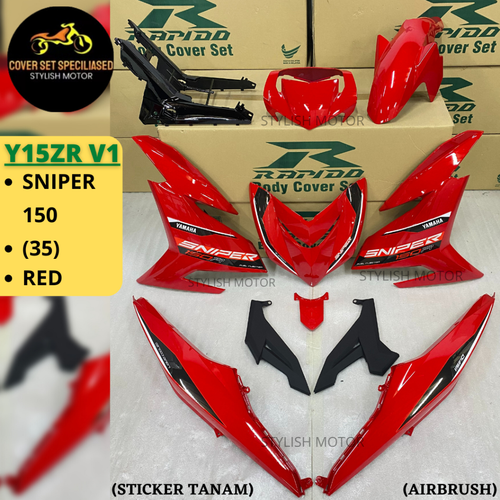 (STICKER TANAM/AIRBRUSH) RAPIDO COVER SET YAMAHA Y15 Y15ZR V1/V2 SNIPER 150 (35) RED | Shopee ...