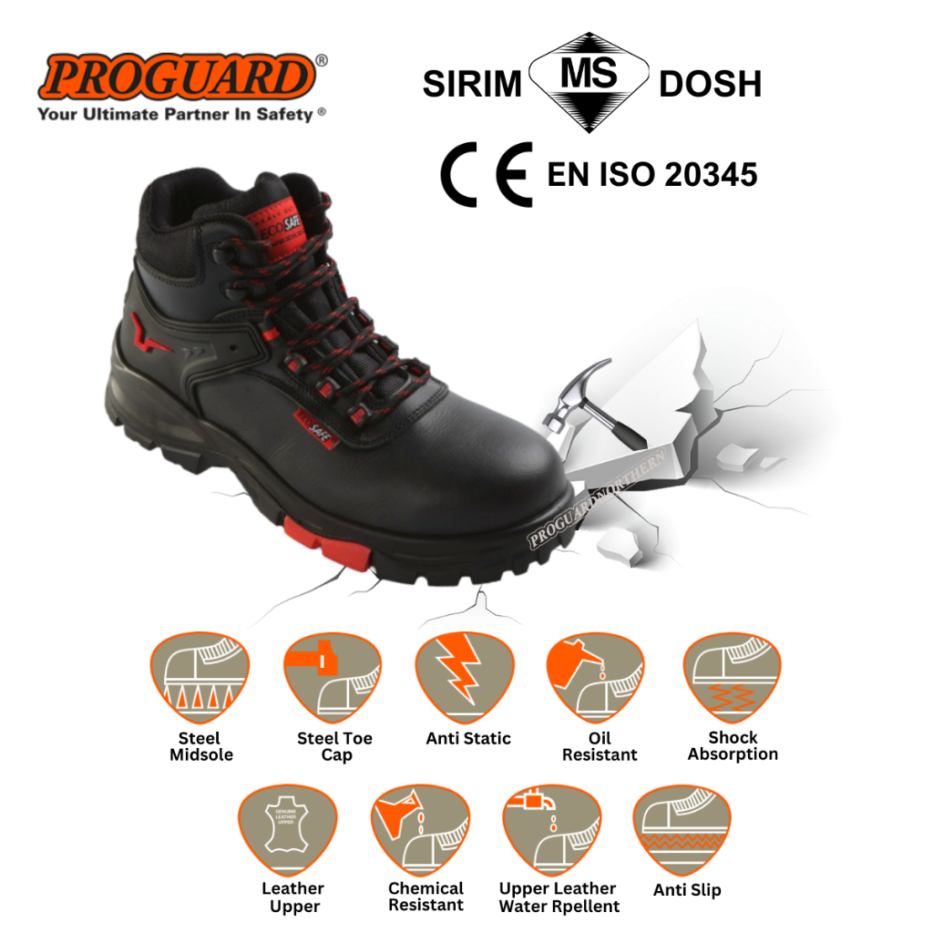 HUENITE Ankle Medium Cut Shoe Lace Safety Shoe c/w Steel Toe Cap & Mid ...