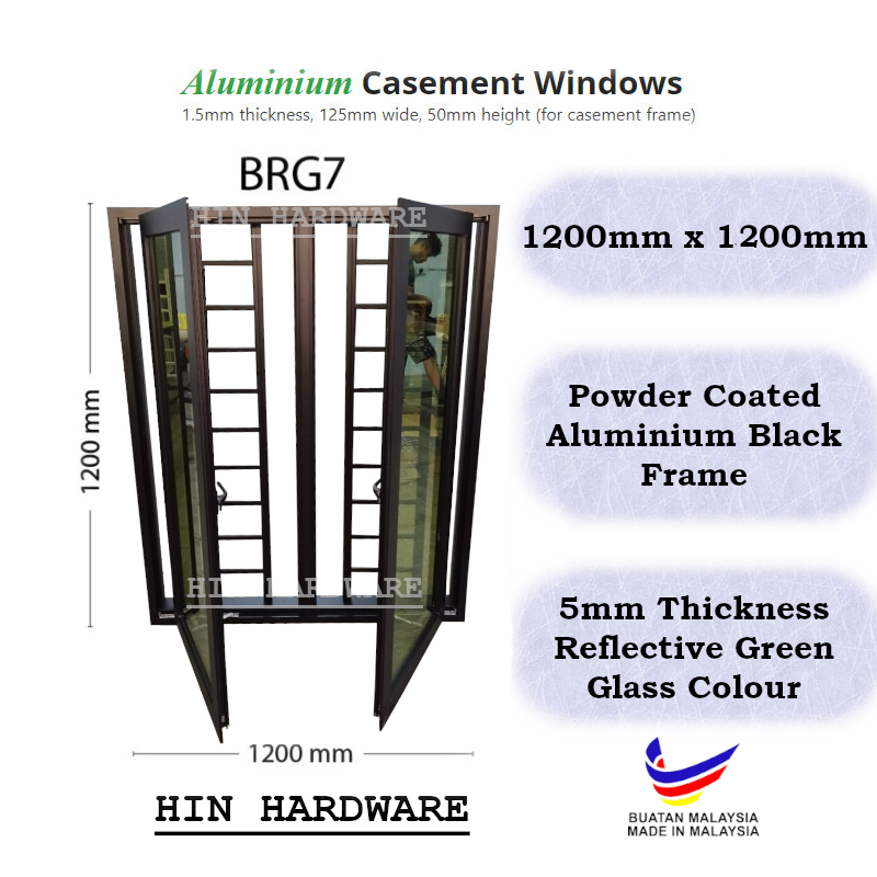 HIN PRE ORDER 2 In 1 Powder Coat Aluminium Casement Window Grill 1200mm(W) x 1200mm(H) / Tingkap ...