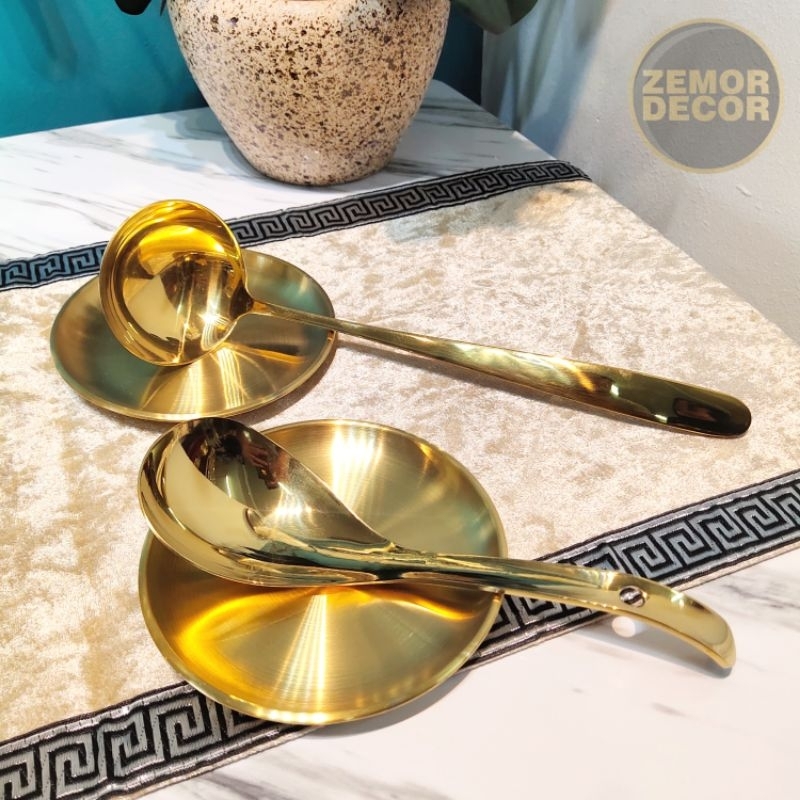 Serving Spoon Buffet Set 2 in 1 Senduk Gold Sekali Piring | Shopee Malaysia