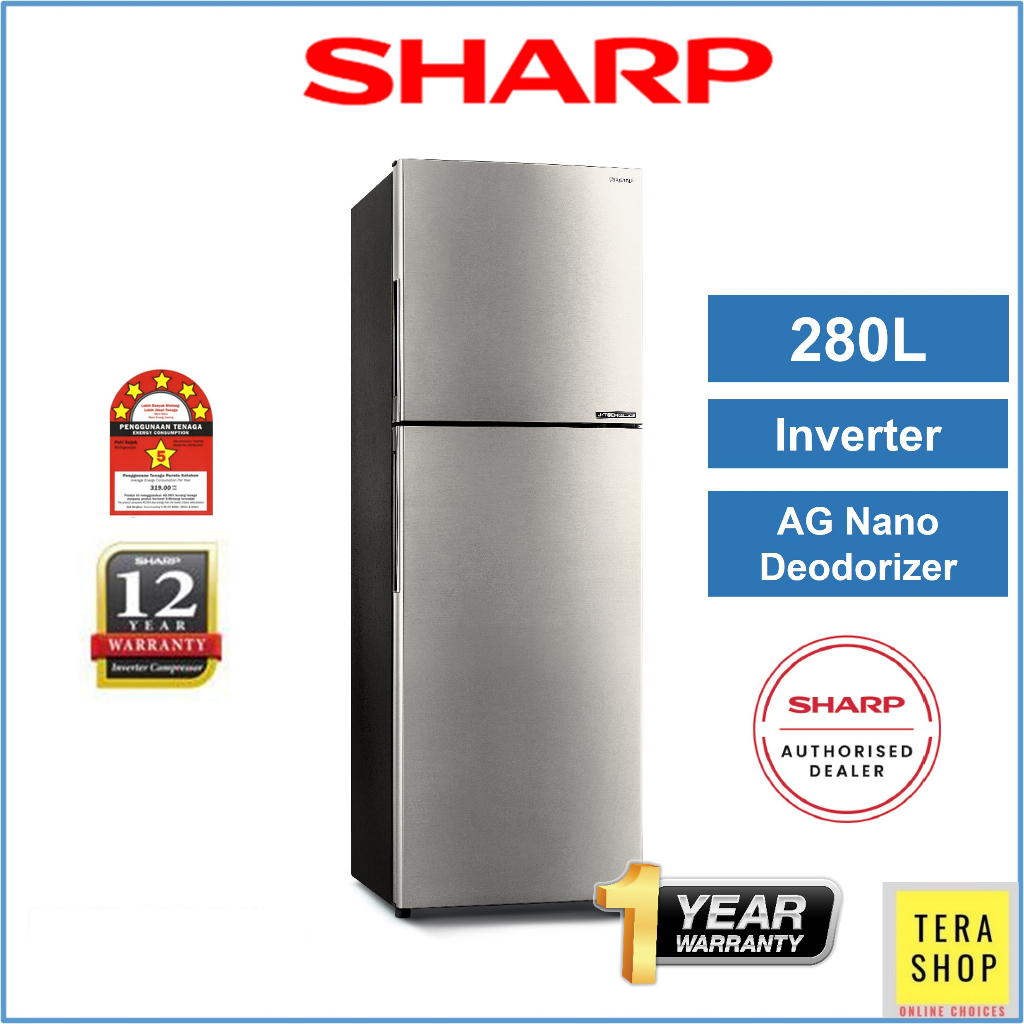 Sharp 280L / 320L / 380L /410L Inverter Refrigerator Energy Saving 2 Doors Fridge Peti Sejuk ...