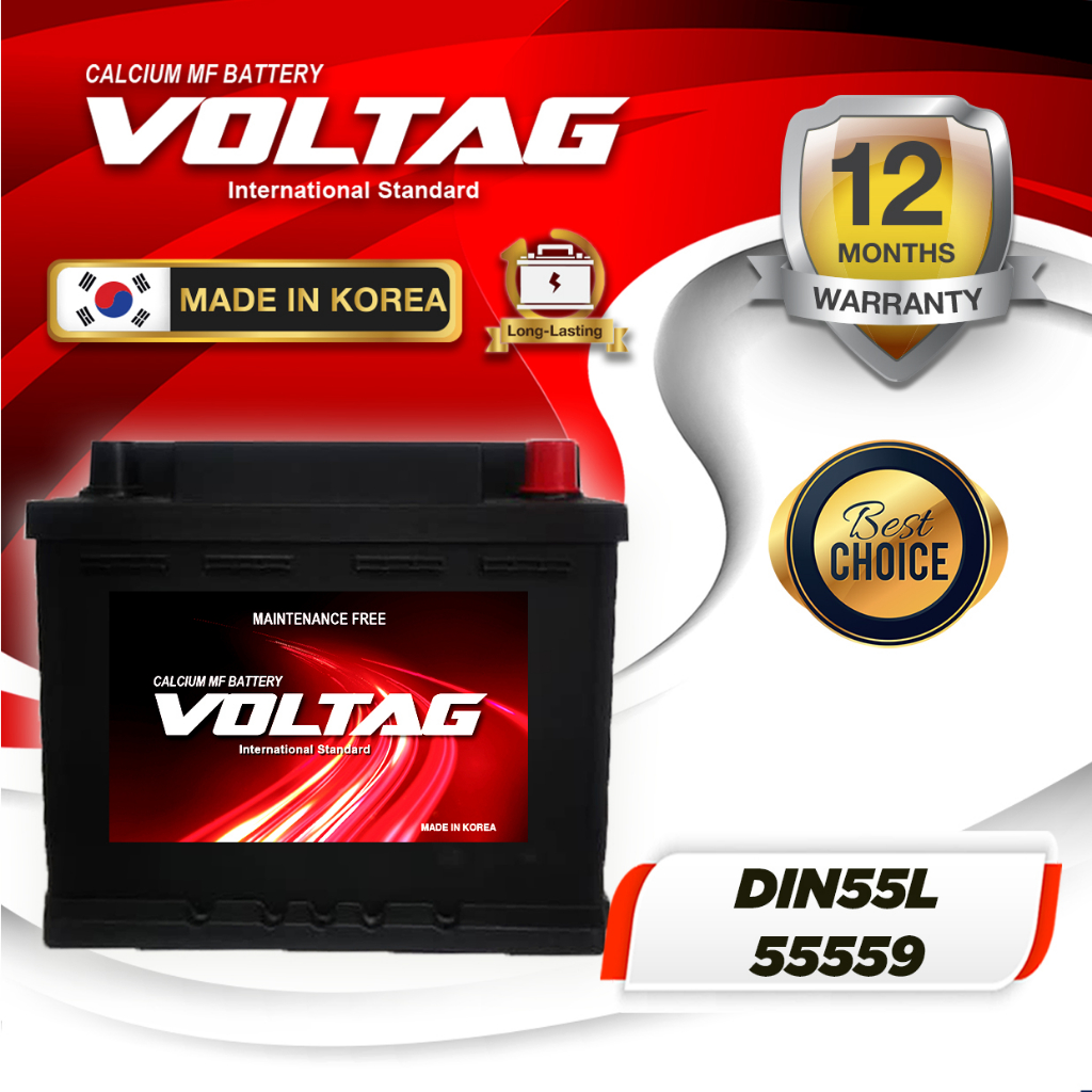 Voltag MF DIN55L 55559 (Korea) Maintenance Free for Peugeot 206, 305 ...