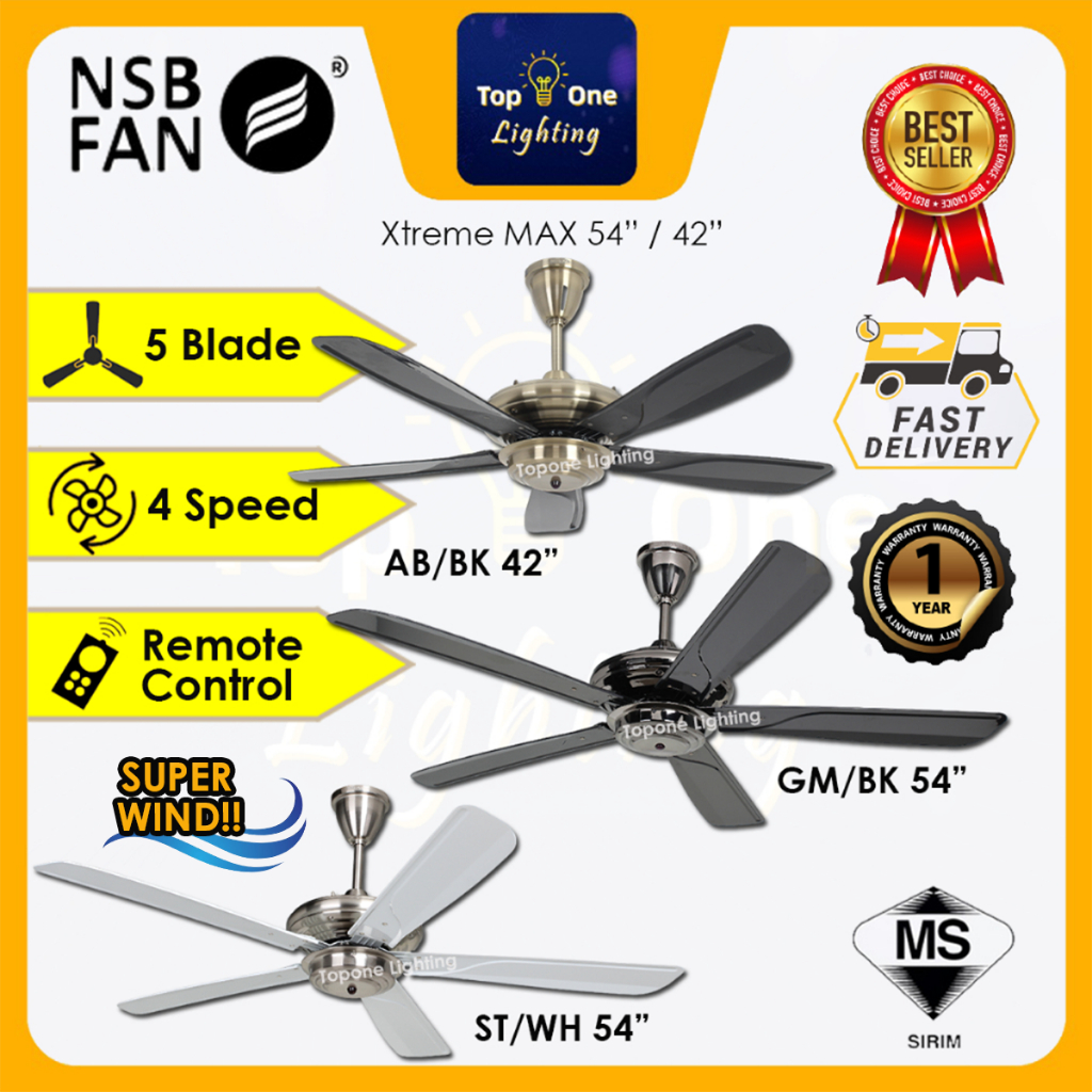NSB FAN Xtreme MAX Powerful 54” / 42” CEILING FAN TURBO 5 Blades With ...