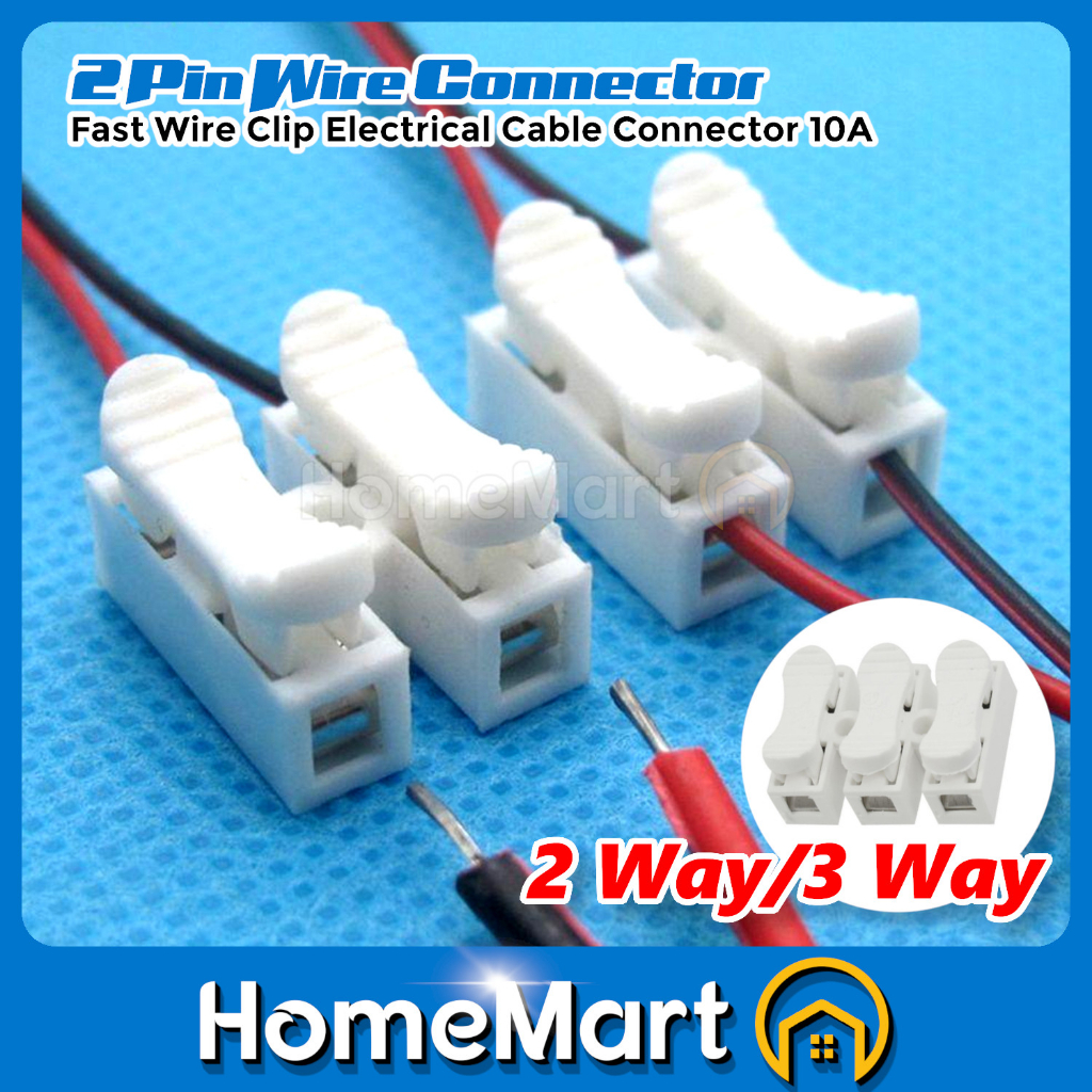 2/3 Pin Fast Wire Connector Clip 10A Terminal Block Electric Cable ...
