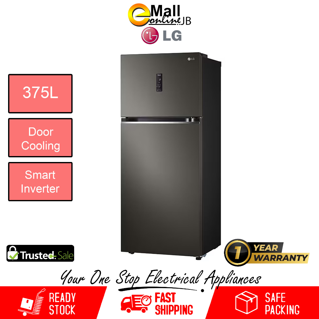 LG GN-B392PXBK (395L) Top Mount Fridge in Black Steel Finish Inverter ...