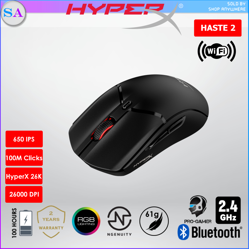 HYPERX PULSEFIRE HASTE 2 LIGHTWEIGHT RGB WIRELESS GAMING MOUSE ...