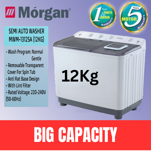 Morgan /Midea Semi Auto Washing Machine 10Kg /12.0Kg /13Kg / 15Kg ...