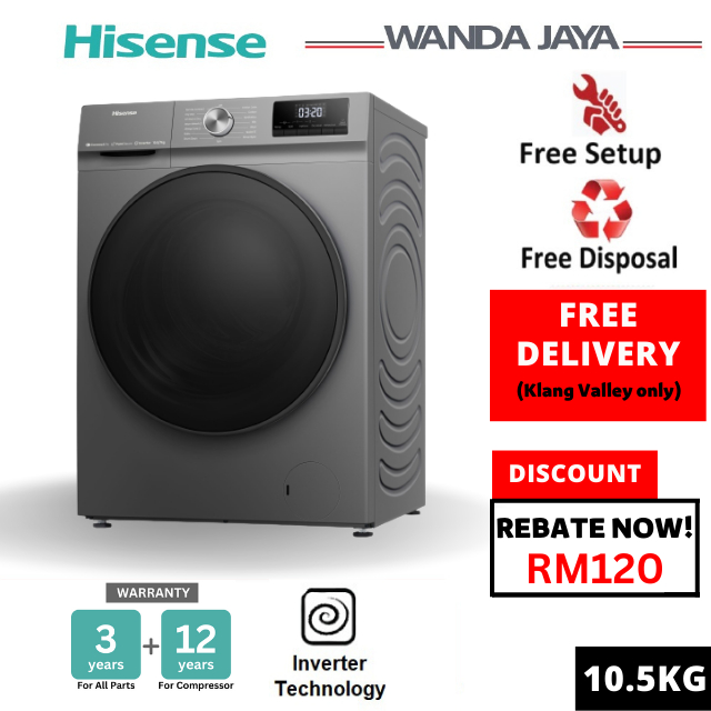 [FREE DELIVERY] Hisense Washer Dryer WD3Q1043BT 10.5KG / 7KG Inverter ...