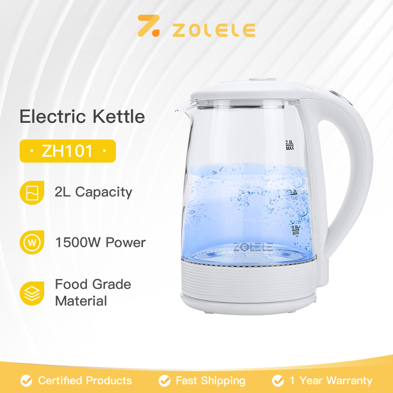 Zolele Glass Electric Kettle 2L Explosion-proof cerek elektrik LED Blue ...