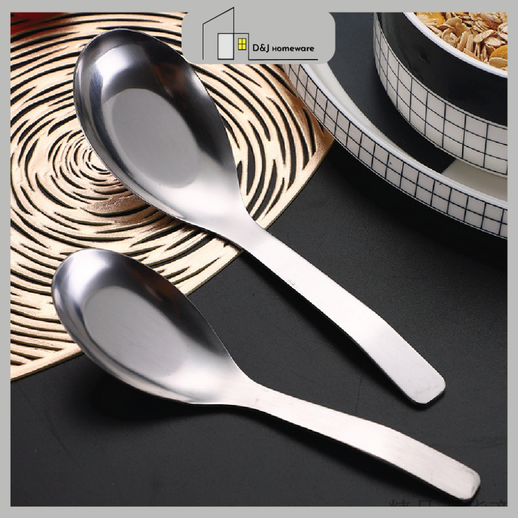 Chinese Soup Spoon Stainless Steel / Thick Dessert Spoon / Dining ...