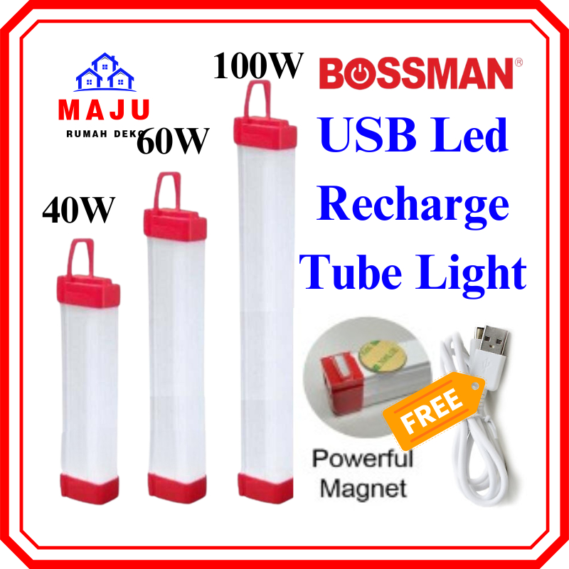 MAJU Bossman USB Recharge Led Tube Light Emergency Light Lampu Cas ...