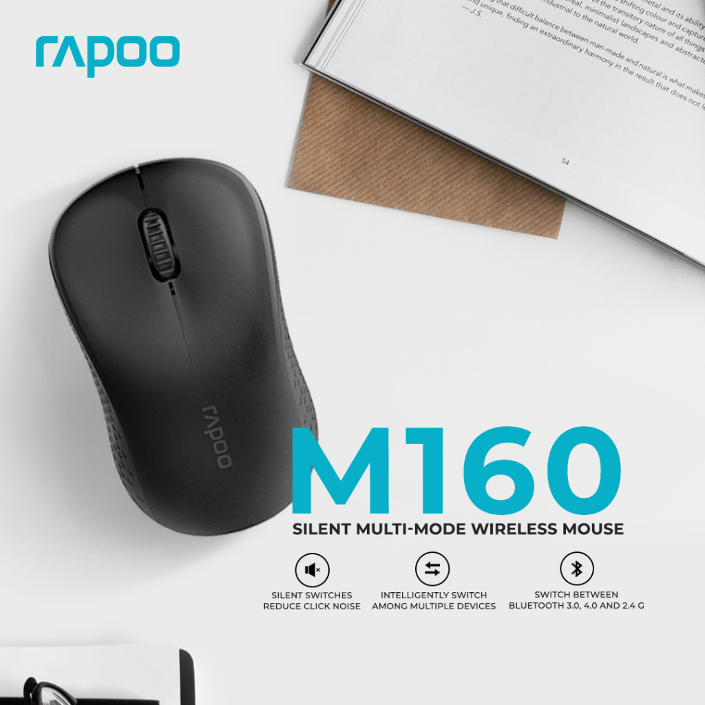 Rapoo M160 Silent Multi Mode Bluetooth & 2.4G Wireless Mouse - Switch Between 2.4G Wireless ...