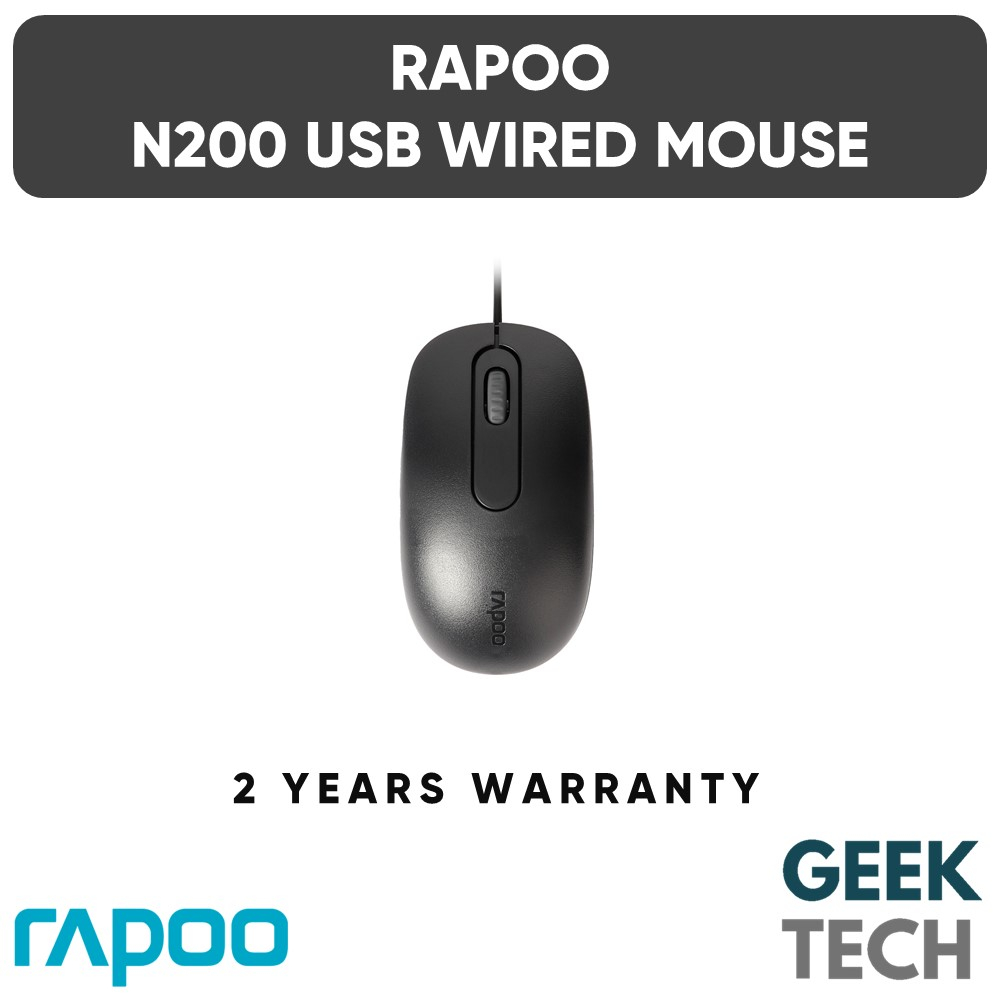RAPOO N200 USB Wired Optical Mouse - Ambidextrous Design/High ...