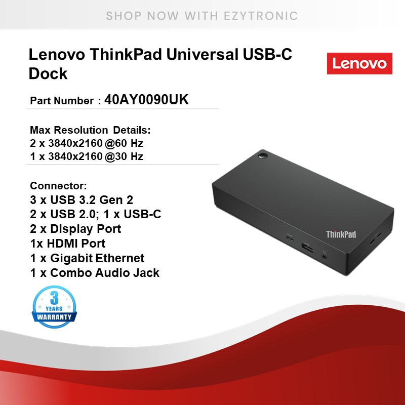 Lenovo ThinkPad Universal USB-C Docking Station - 40AY0090UK | Shopee ...