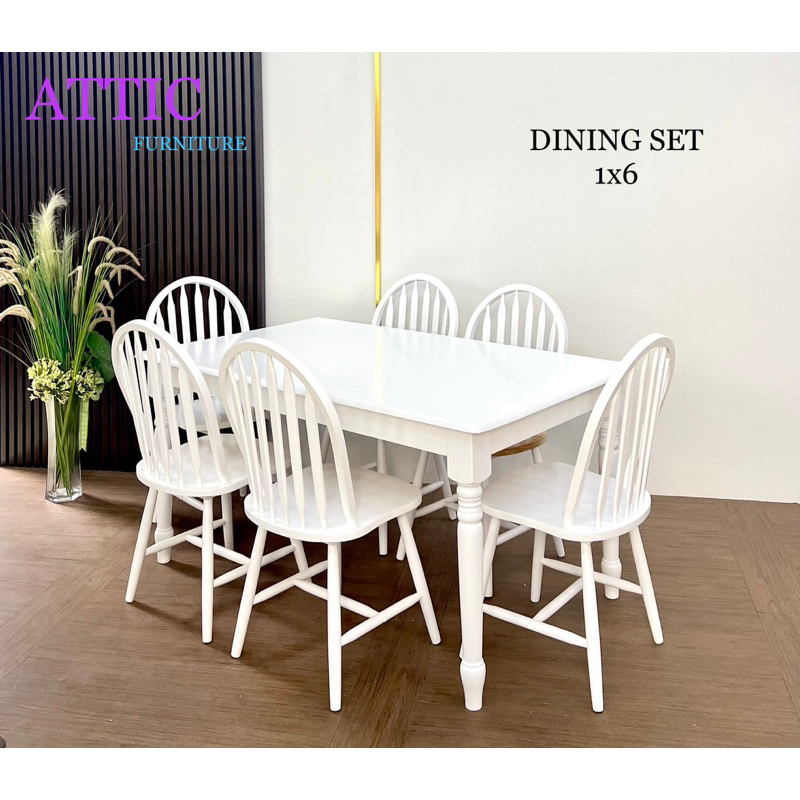 Dining set/6 Seater Dining Set/Full White Dining Set/ATTIC FURNITURE JF ...