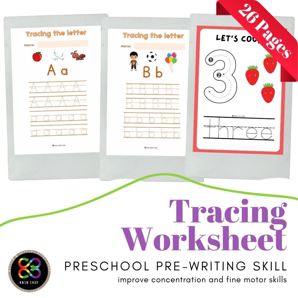 Tracing Worksheets (PDF) Alphabet / Numbers / Letter / Preschool / Fine ...