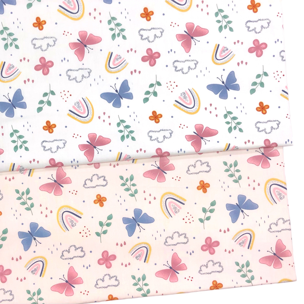 Kain Comb Cotton Corak Rama-Rama & Pelangi (Bidang 60”) / Butterfly ...