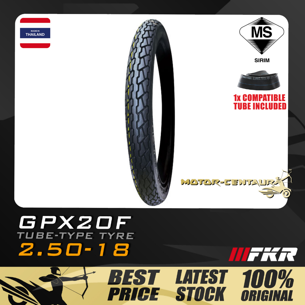 TAYAR 2.50-18, 250-18, 2.75-18, 275-18 CONTINENTAL/FKR/GRT/VIVA/EMAX/E-MAX TUBELESS/TUBE-TYPE ...