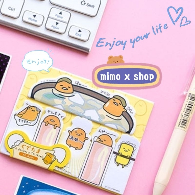 Mimoxshop🍒 Sanrio Gudetama Kawaii Egg Index Tabs Sticky Note Bookmark ...