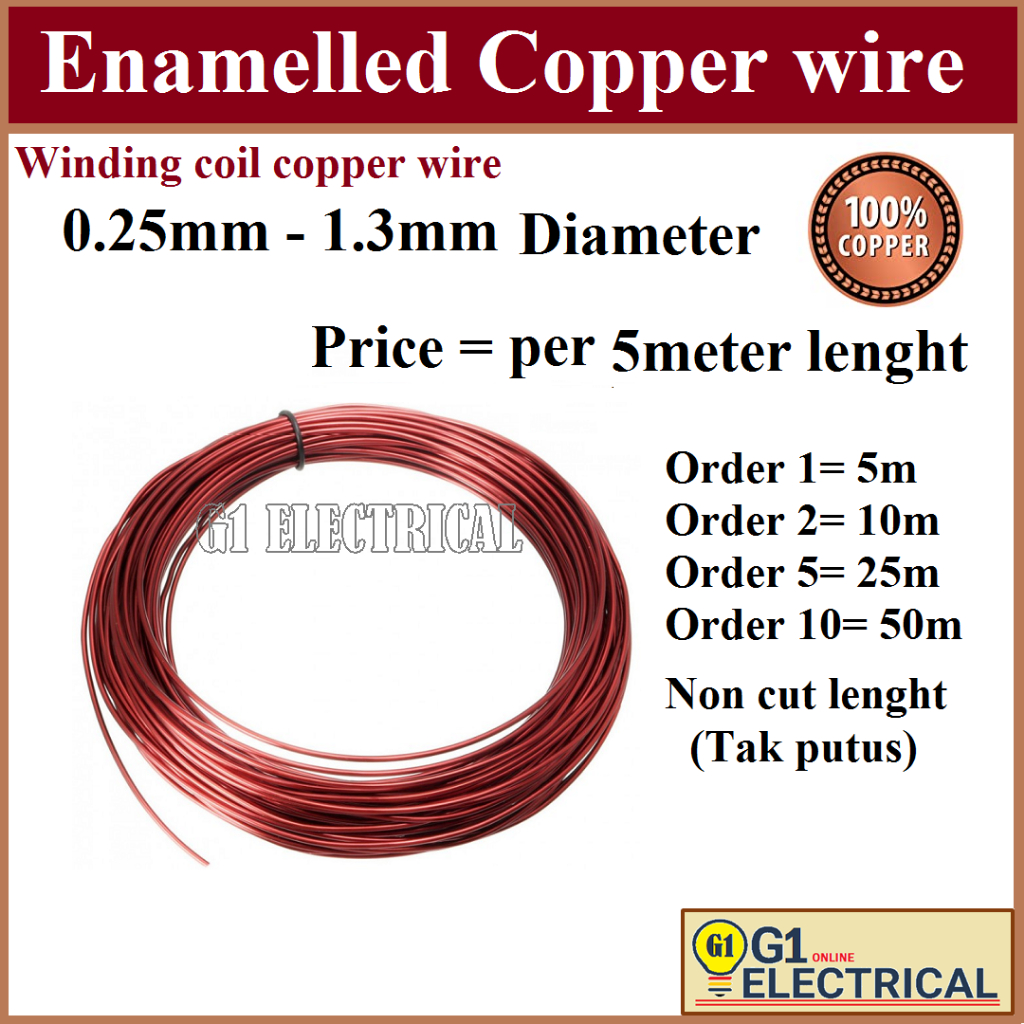 Per (5meter length) Enameled round copper wire, Motor winding copper ...