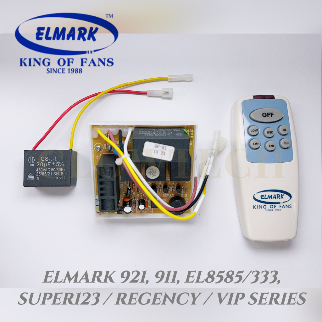 [ORIGINAL] ELMARK CeilingFan PCB/REMOTE/CAPACITOR for 921/911/8585/333 ...