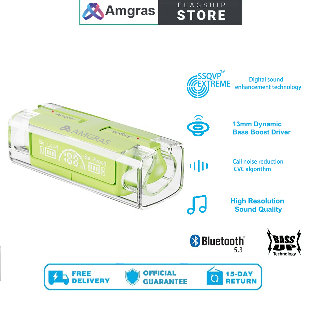 Amgras Future SE Transparent Earphones Display Earphone 4 Mic Gaming ...