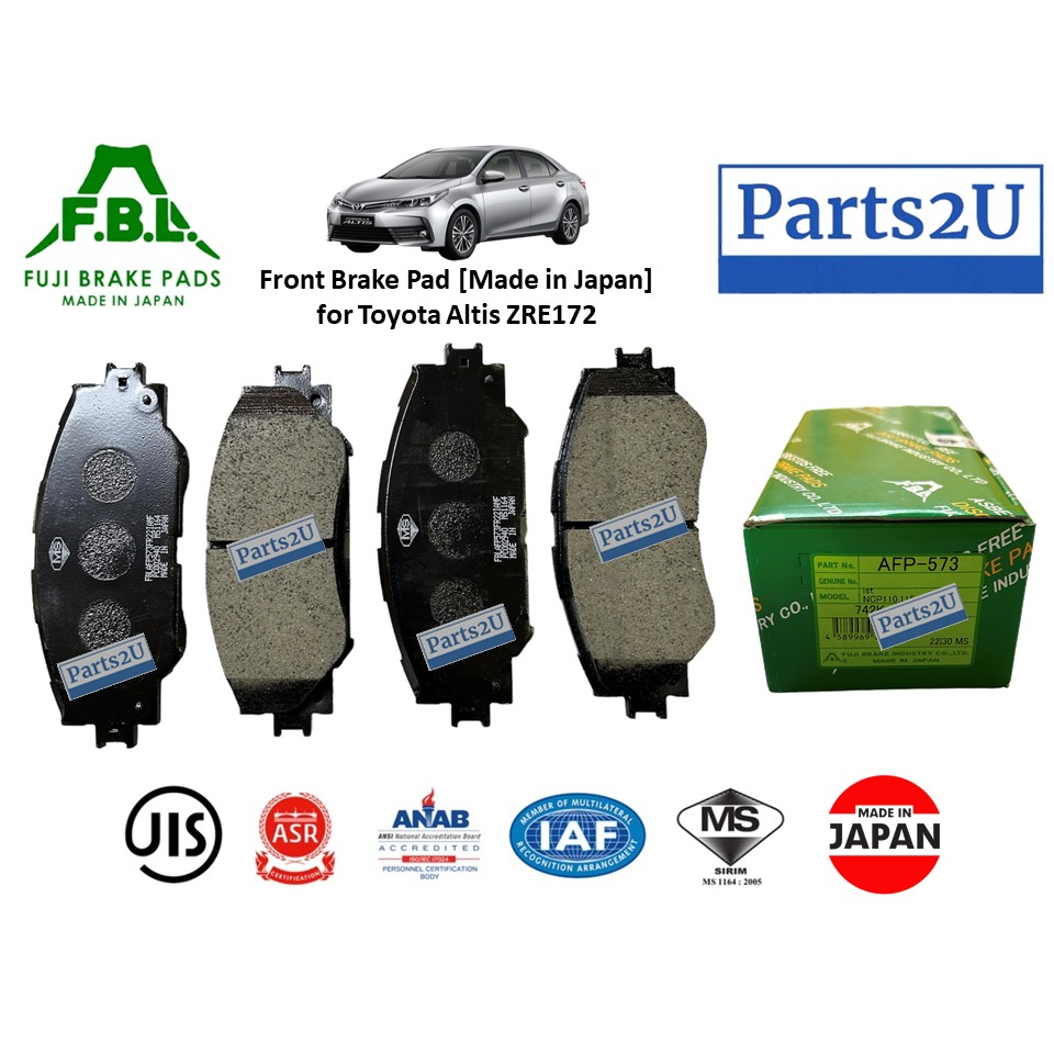Toyota Altis ZRE172 Front Brake Pad JAPAN | Shopee Malaysia