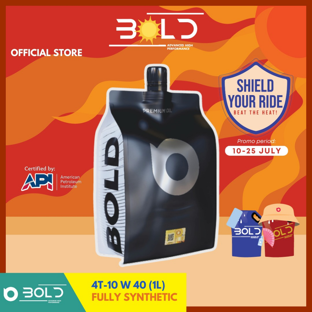 BOLD 4T 10w40 1L Fully Synthetic MA2 / SN Motorcycle Engine Oil Minyak ...
