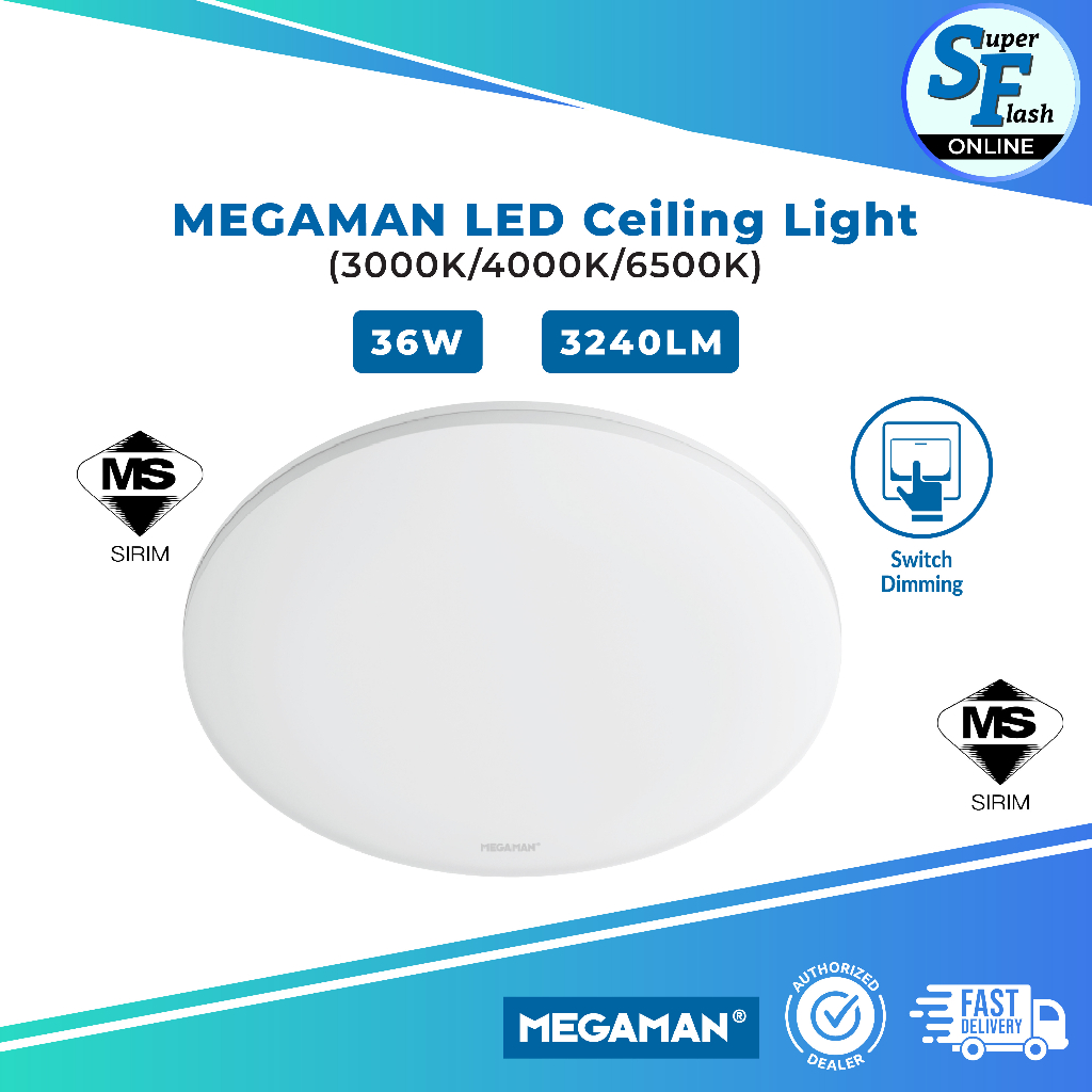 MEGAMAN MXL1075 LED Round Surface Ceiling Light 24W/36W 12"/14" (White ...