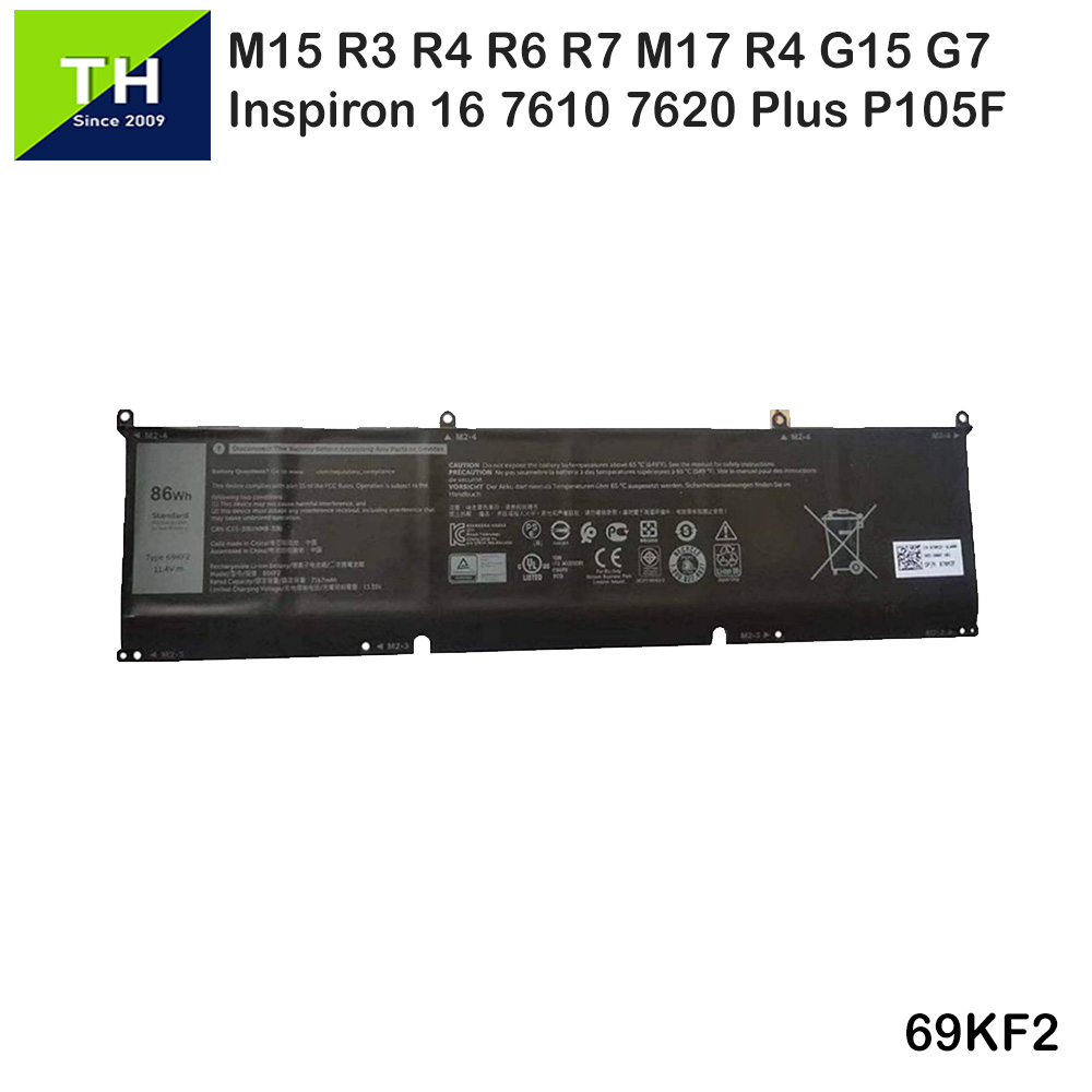 Dell Alienware M15 R3 M15 R4 M15 R6 M15 R7 M17 R4 69kf2 11.4V 86Wh ...