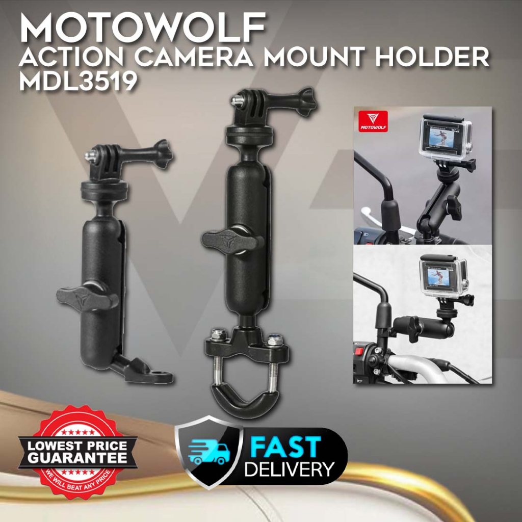 MOTOWOLF 360° Rotation Camera Mount Holder MDL3519 Motorcycle Sport ...