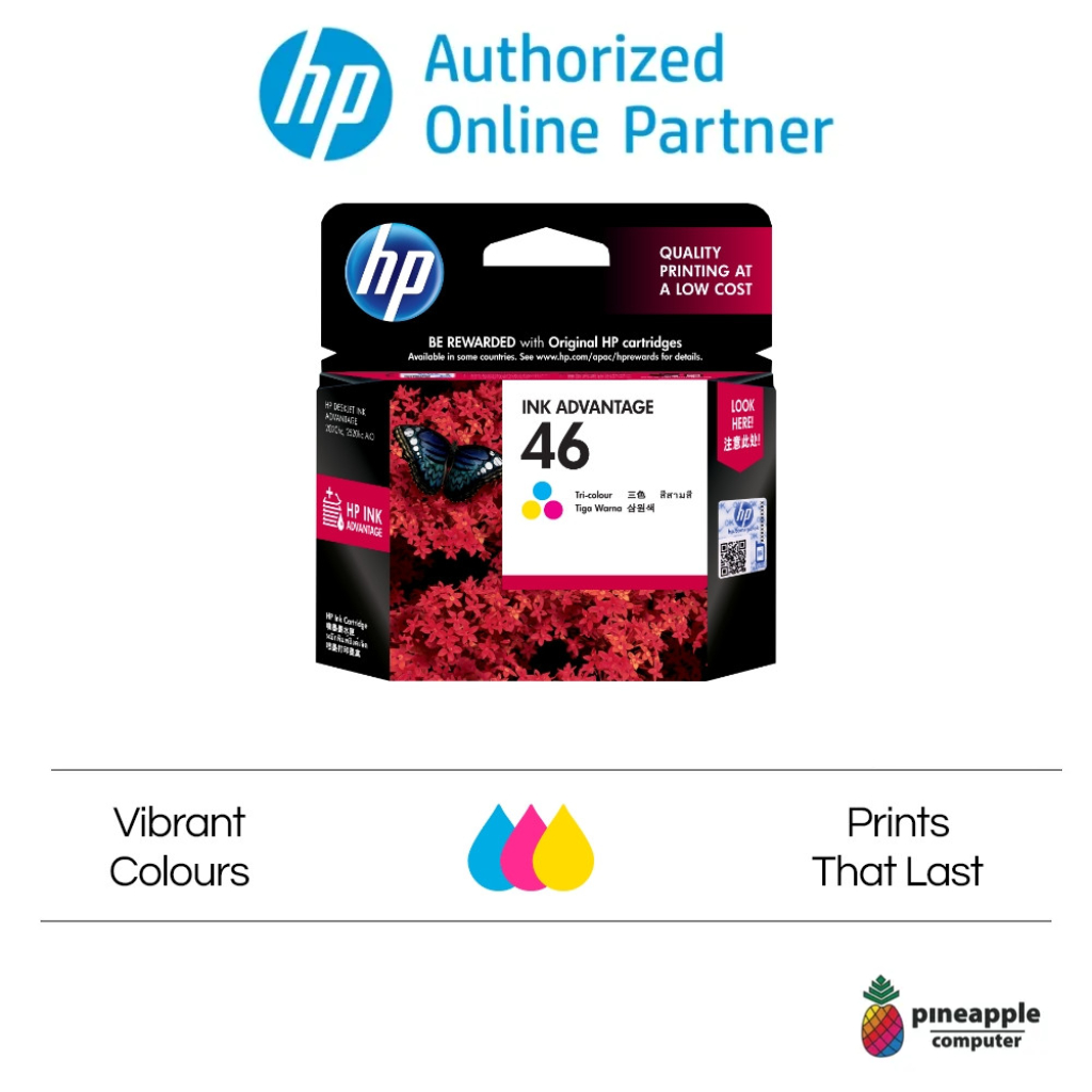HP 46 Tri-color Original Ink Advantage Cartridge (CZ638AA), For 2020hc ...