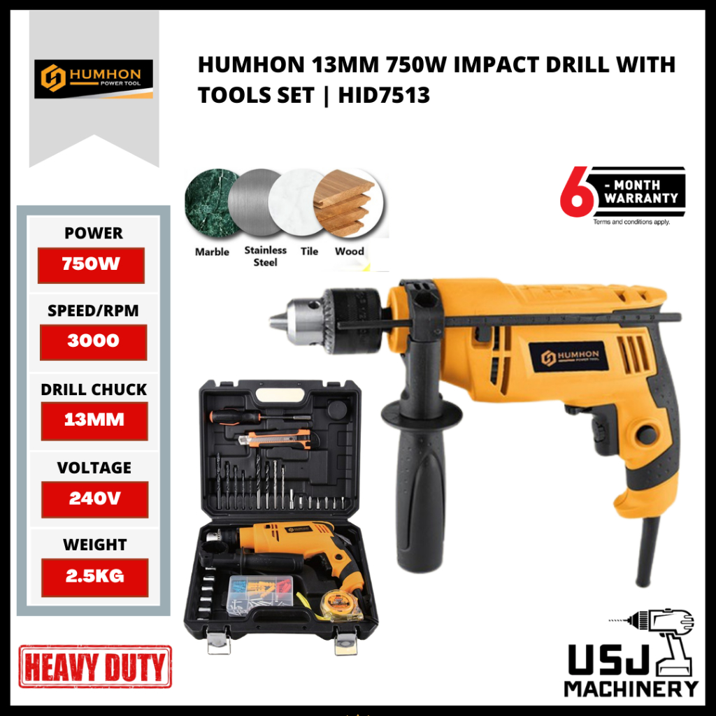 HUMHON 13MM 750W Impact Drill With Tools Set HID7513 | 6 Months ...