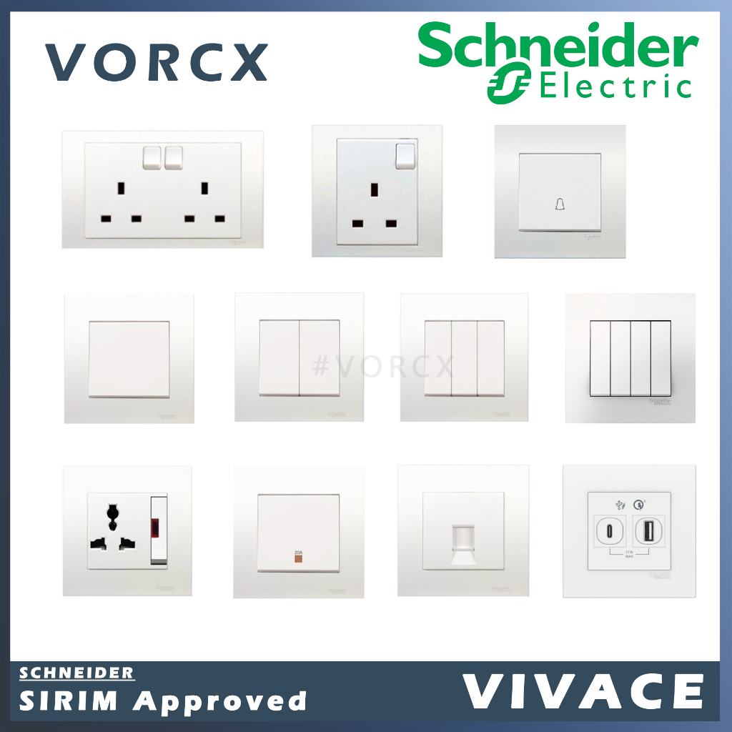 Schneider Vivace Switches White | Shopee Malaysia