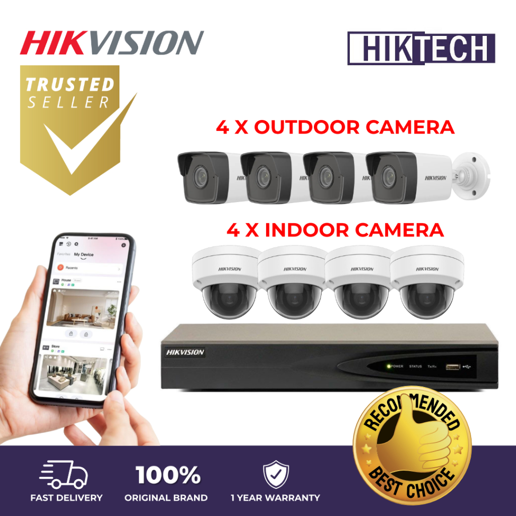 Hikvision 4MP Network Camera 8CH CCTV Package Full HD DS-2CD1043G0-I(C ...