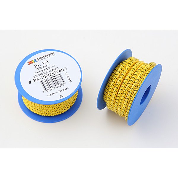 EZIS - Partex PA1/3 Cable Ferrule, Black on Yellow, 1000pcs/Roll, Cable ...