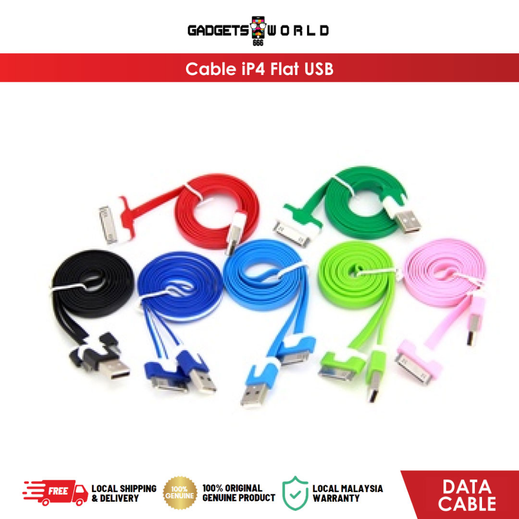 Cable iP4 Flat USB Colour Cable Charger | Shopee Malaysia