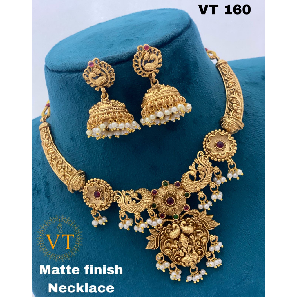 Indian matt finish necklaces set | Shopee Malaysia