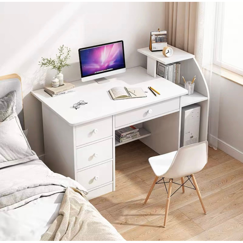 120cm Computer Table With Drawer Rack Shelves And Cabinet Simple ...
