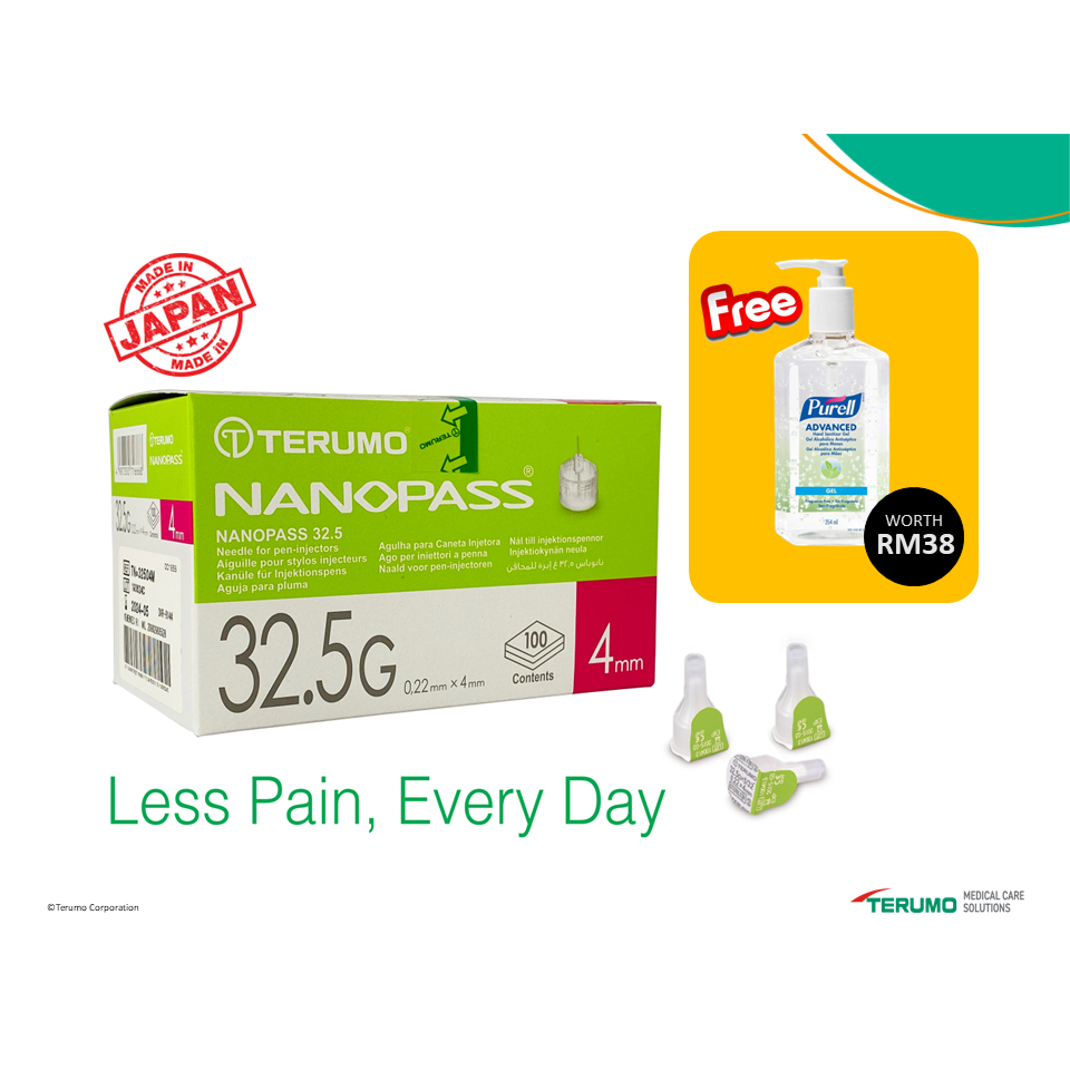 TERUMO NANOPASS® Pen Needle 32.5G (0.22mm) x 4mm 100's | Shopee Malaysia
