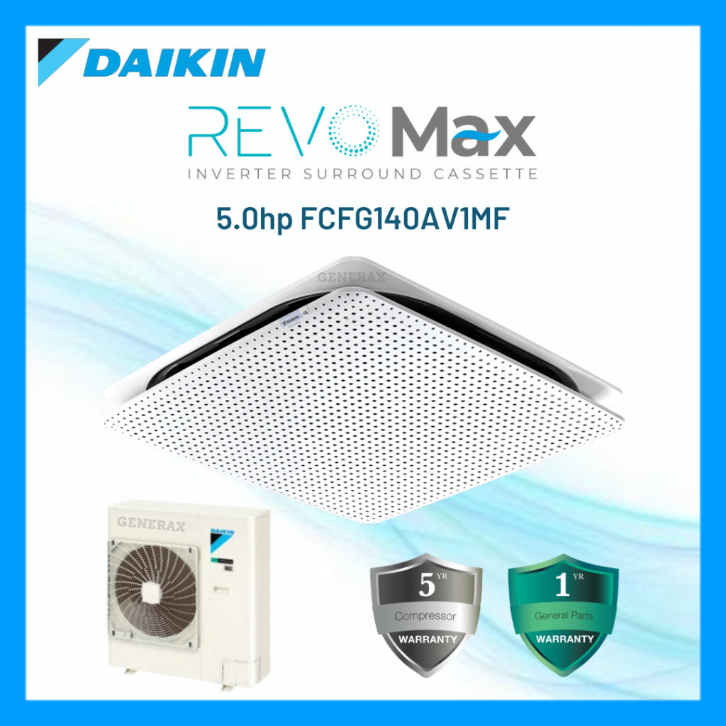 DAIKIN REVO MAX Surround Cassette Inverter R32 with Smart Control (Built-in WIFI) 2.0hp/2.5hp/3 ...