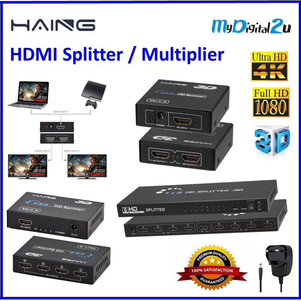HDMI Powered Splitter for Full HD 4K @30Hz & 3D Support | Shopee Malaysia
