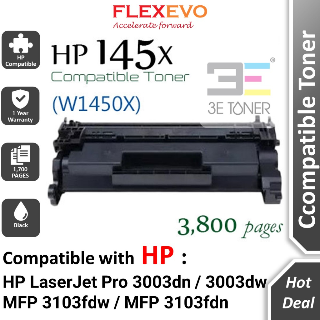 Compatible HP 145A 145X Black LaserJet Toner Cartridge W1450A W1450X ...