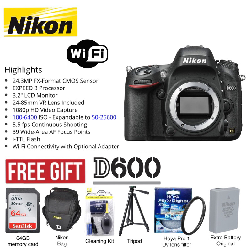 (NEW)FULL FRAME DSLR Nikon D600 24-85mm F/3.5-4.5G ED VR Lens original ...