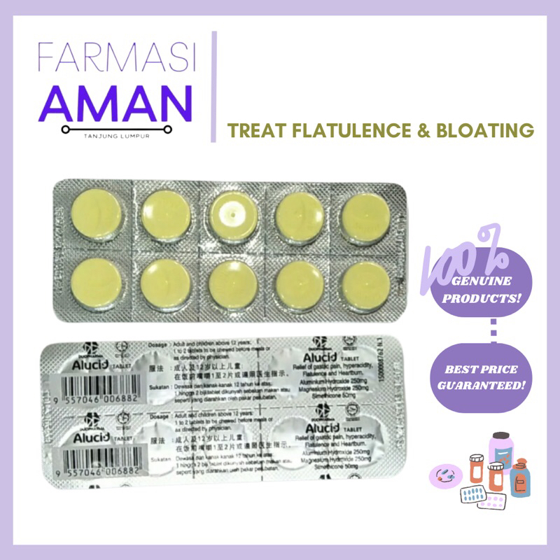 Alucid Tablet Antacid & Anti-Flatulence Peppermint Flavour 10's ...