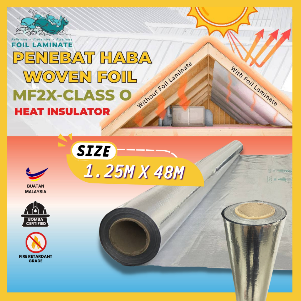 MF2X Class O Aluminium Foil Woven Foil (48M-L) Penebat Haba Bumbung ...