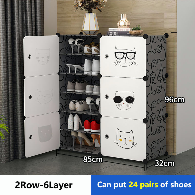 Oo-Shoe Rack With Door DIY Rak kasut Storage Box Bertutup Stackable ...