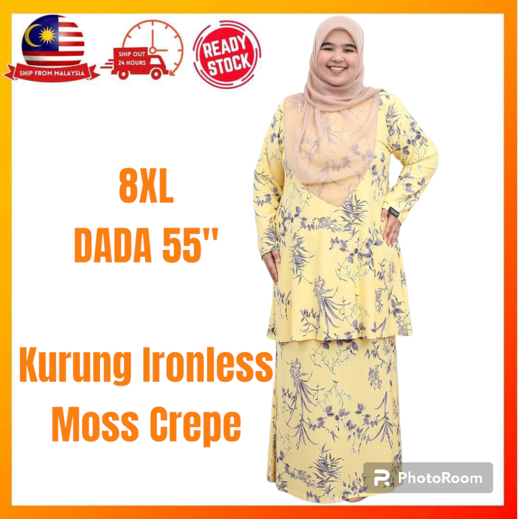 BAJU KURUNG IRONLESS PLUS SIZE 8XL DADA 55 RAYA 2023 CASANDRA ANGGUN COLLECTION KURUNG TANPA ...