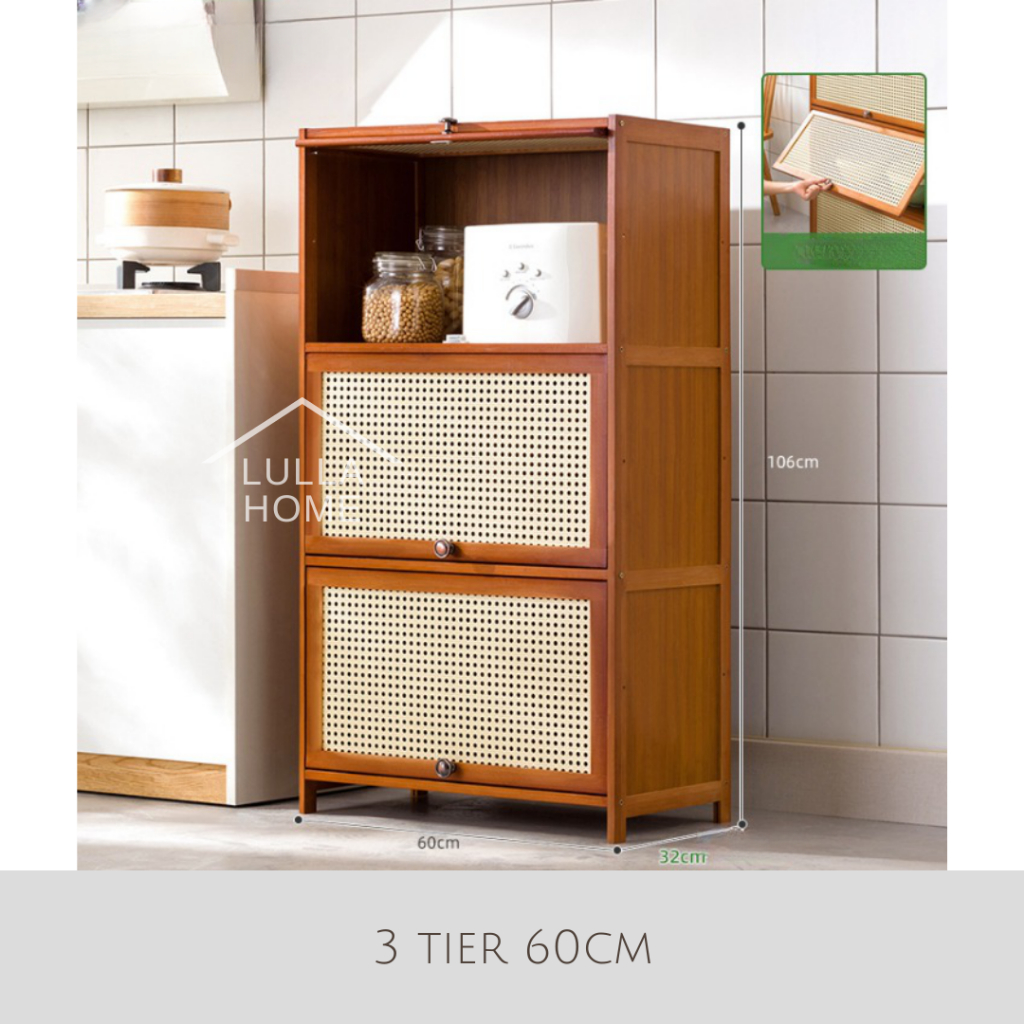LullaHome Minimalist Muji Nordic Bamboo Cabinet Kitchen Pantry Retro ...