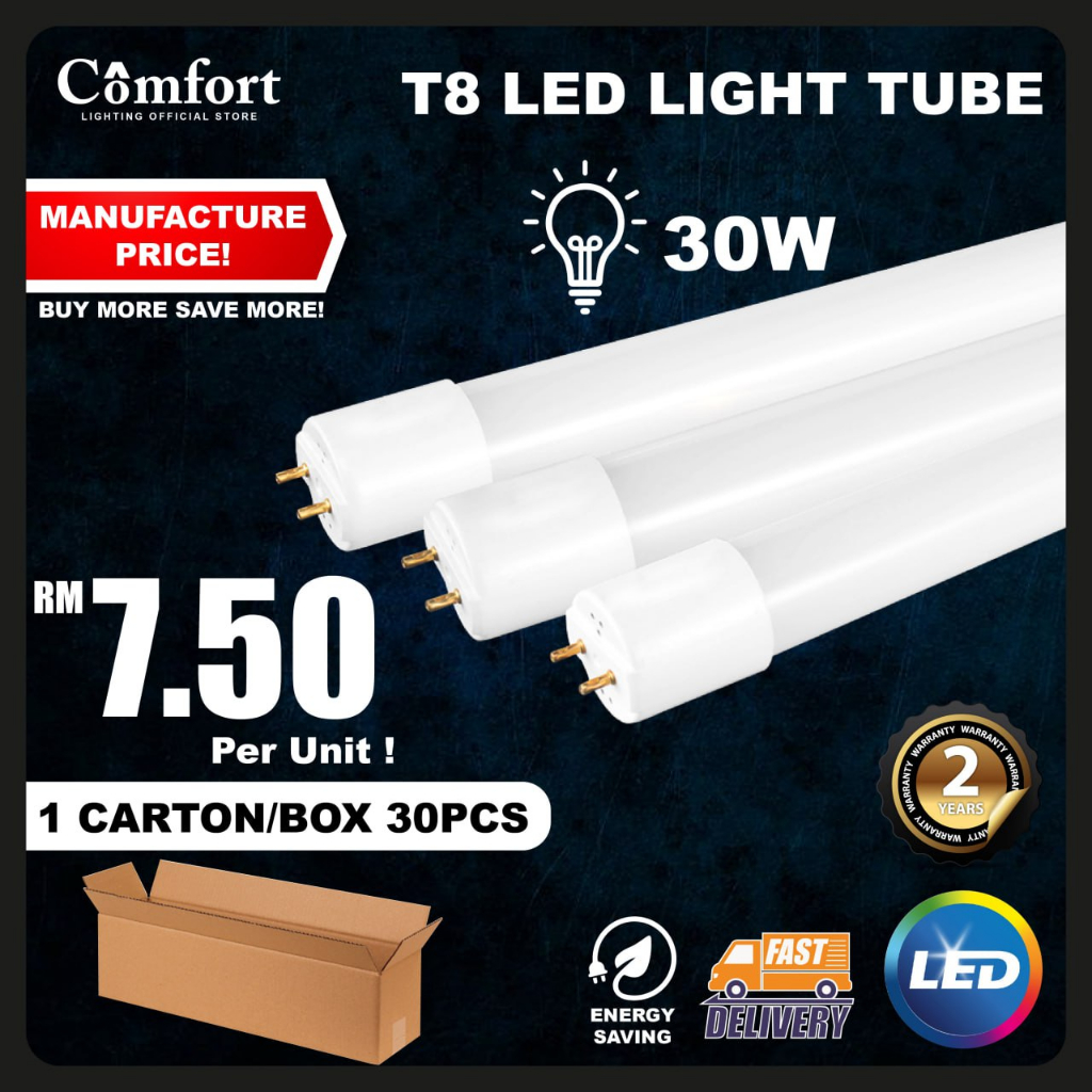 [BOX SET] ( 30 PCS PER BOX / CARTON ) LED T8 Tube 4 Feet 30W Wholesale ...